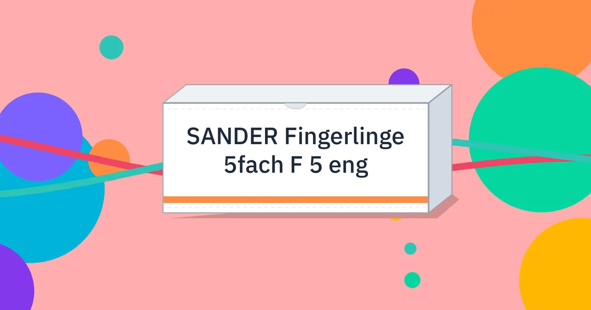 Symbolbild: Packung mit der Aufschrift SANDER Fingerlinge 5fach F 5 eng (PZN 10014629) – Verfügbarkeit und Bezug in Apotheken in Frankfurt am Main