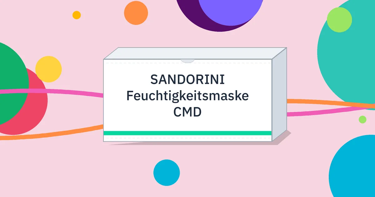 Symbolbild: Packung mit der Aufschrift SANDORINI Feuchtigkeitsmaske CMD (PZN 10034365) – Verfügbarkeit und Bezug in Apotheken in Frankfurt am Main