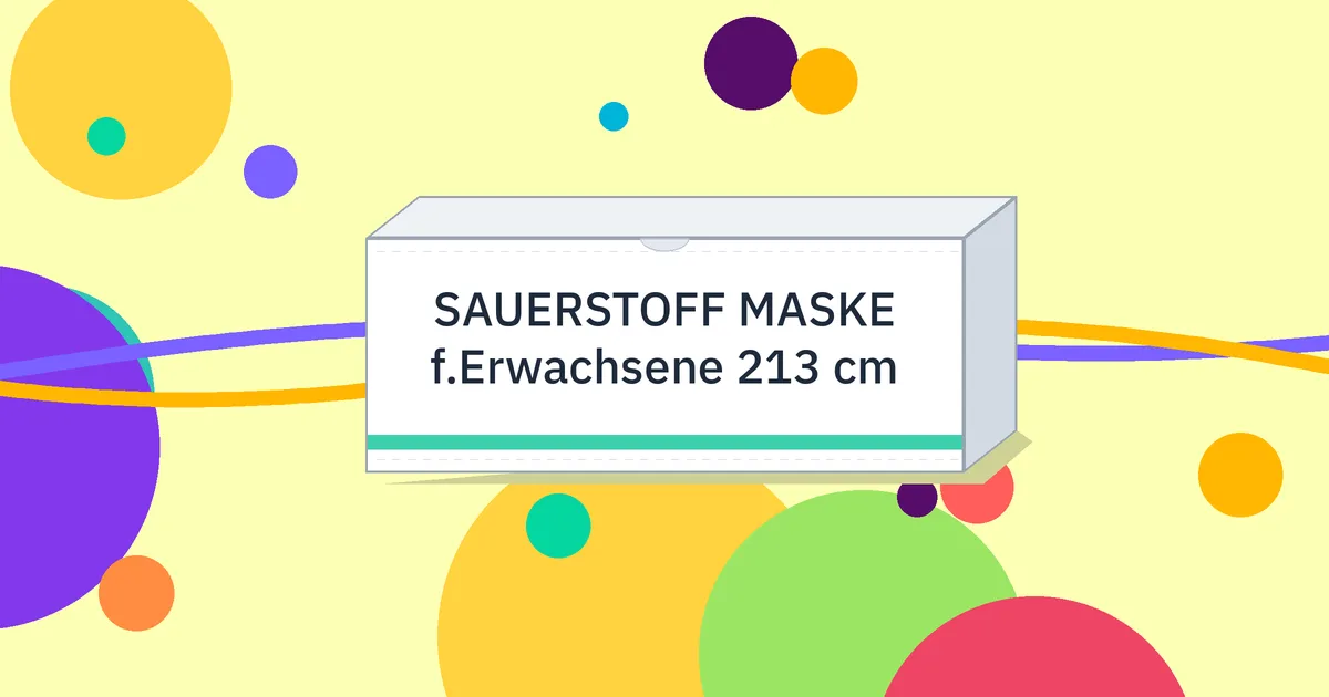 Symbolbild: Packung mit der Aufschrift SAUERSTOFF MASKE f.Erwachsene 213 cm (PZN 18254008) – Verfügbarkeit und Bezug in Apotheken in Frankfurt am Main