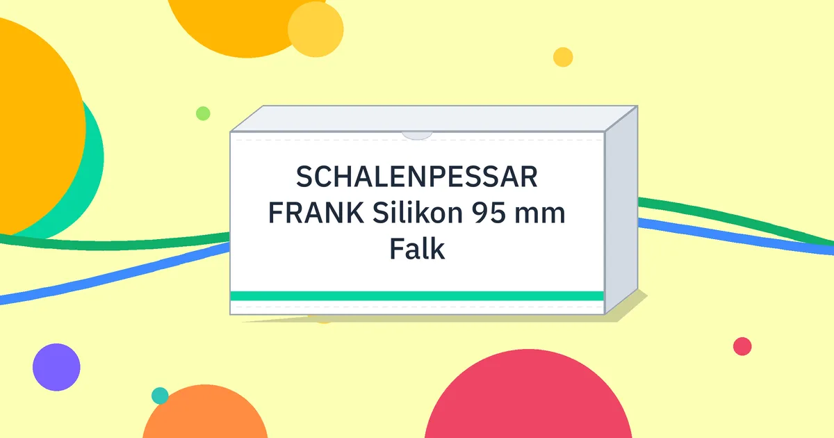 Symbolbild: Packung mit der Aufschrift SCHALENPESSAR FRANK Silikon 95 mm Falk (PZN 03279445) – Verfügbarkeit und Bezug in Apotheken in Frankfurt am Main