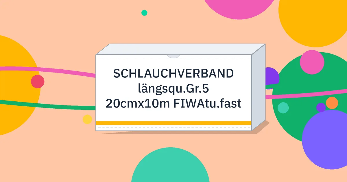 Symbolbild: Packung mit der Aufschrift SCHLAUCHVERBAND längsqu.Gr.5 20cmx10m FIWAtu.fast (PZN 12407876) – Verfügbarkeit und Bezug in Apotheken in Frankfurt am Main