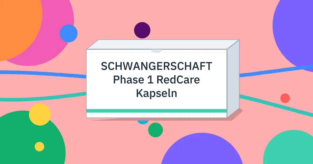 Symbolbild: Packung mit der Aufschrift SCHWANGERSCHAFT Phase 1 RedCare Kapseln (PZN 17521476) – Verfügbarkeit und Bezug in Apotheken in Frankfurt am Main