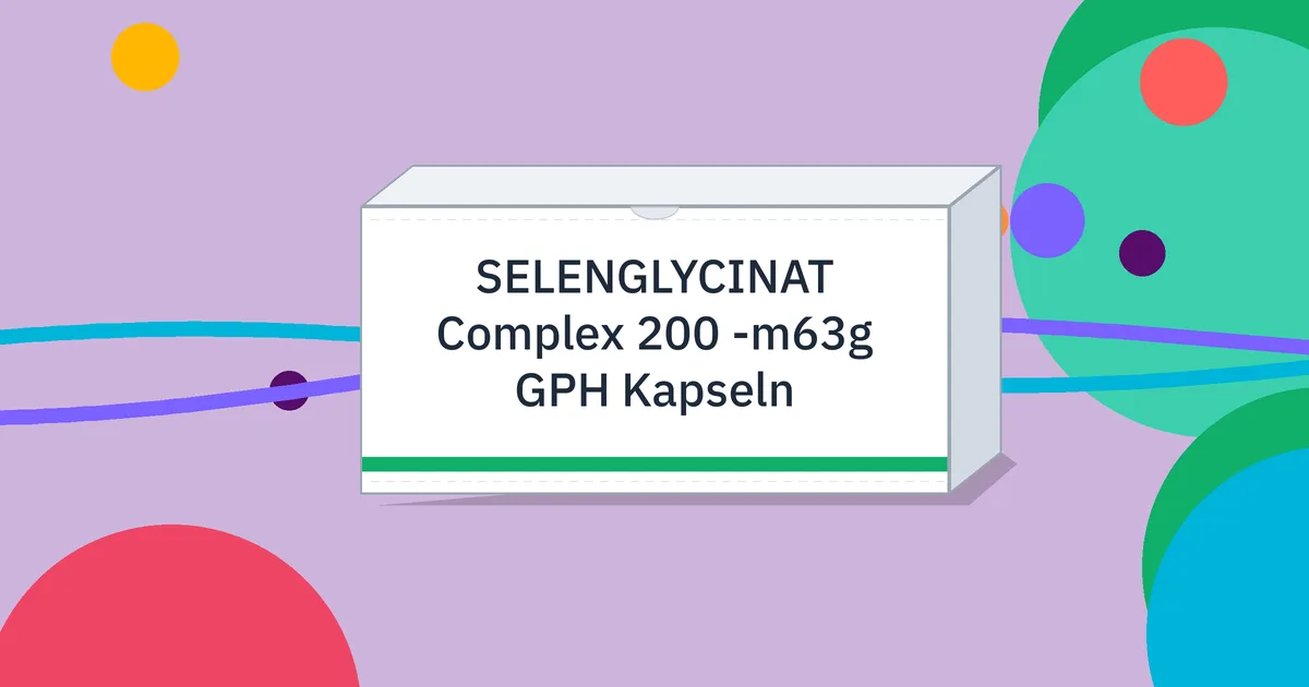 Symbolbild: Packung mit der Aufschrift SELENGLYCINAT Complex 200 -m63g GPH Kapseln (PZN 10190504) – Verfügbarkeit und Bezug in Apotheken in Frankfurt am Main