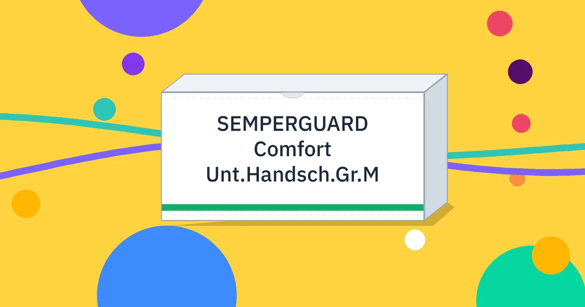 Symbolbild: Packung mit der Aufschrift SEMPERGUARD Comfort Unt.Handsch.Gr.M (PZN 12365511) – Verfügbarkeit und Bezug in Apotheken in Frankfurt am Main
