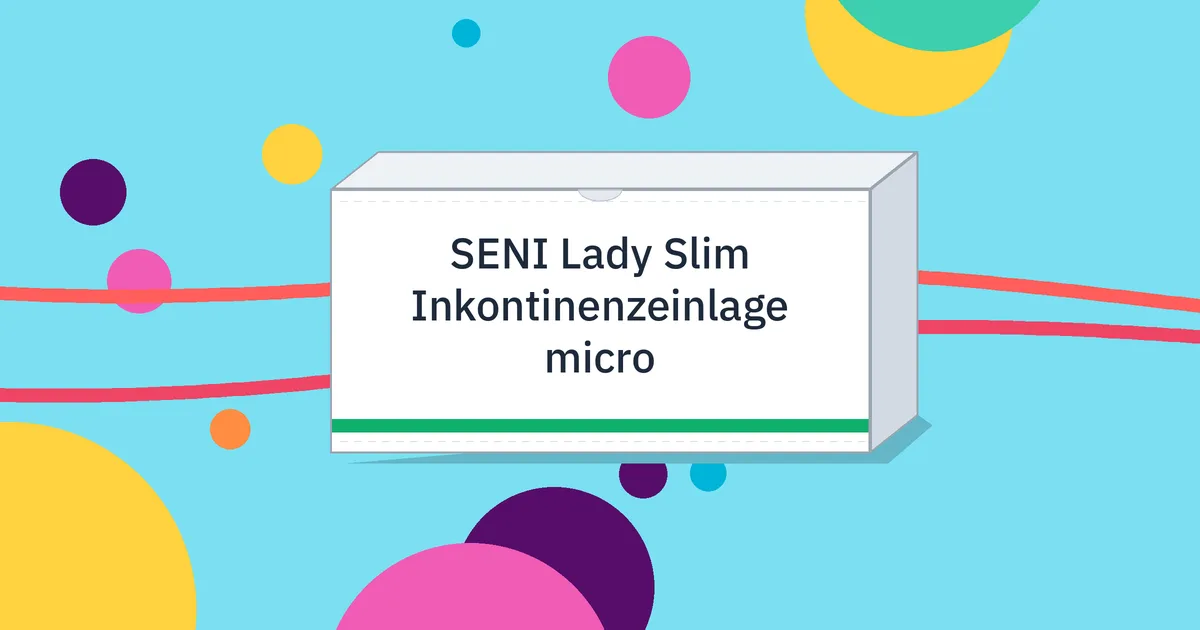 Symbolbild: Packung mit der Aufschrift SENI Lady Slim Inkontinenzeinlage micro (PZN 16916942) – Verfügbarkeit und Bezug in Apotheken in Frankfurt am Main