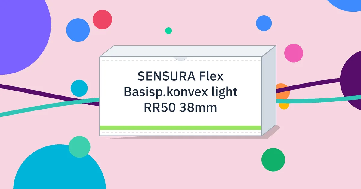Symbolbild: Packung mit der Aufschrift SENSURA Flex Basisp.konvex light RR50 38mm (PZN 00844637) – Verfügbarkeit und Bezug in Apotheken in Frankfurt am Main