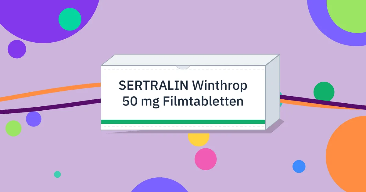 Symbolbild: Packung mit der Aufschrift SERTRALIN Winthrop 50 mg Filmtabletten (PZN 01028710) – Verfügbarkeit und Bezug in Apotheken in Frankfurt am Main