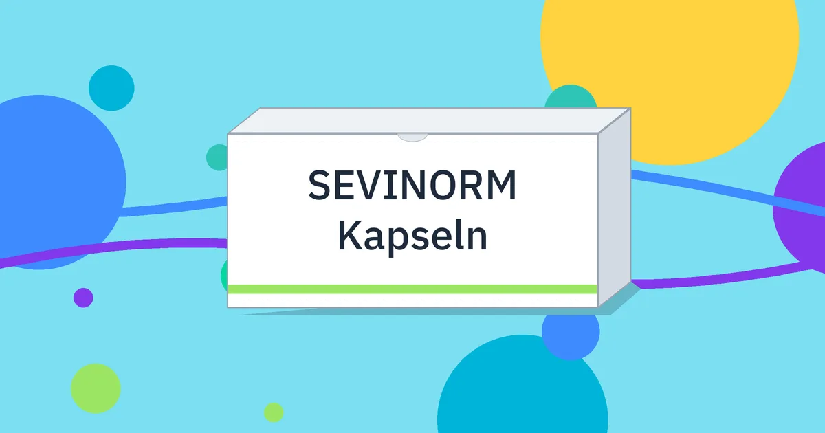 Symbolbild: Packung mit der Aufschrift SEVINORM Kapseln (PZN 06437324) – Verfügbarkeit und Bezug in Apotheken in Frankfurt am Main