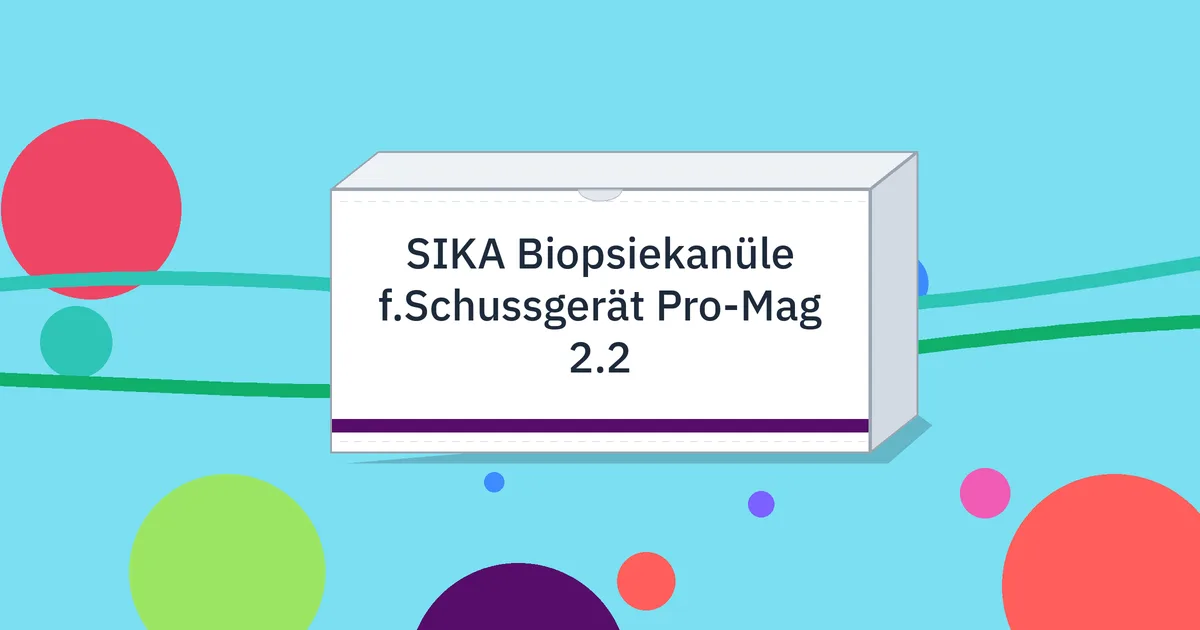 Symbolbild: Packung mit der Aufschrift SIKA Biopsiekanüle f.Schussgerät Pro-Mag 2.2 (PZN 03853849) – Verfügbarkeit und Bezug in Apotheken in Frankfurt am Main