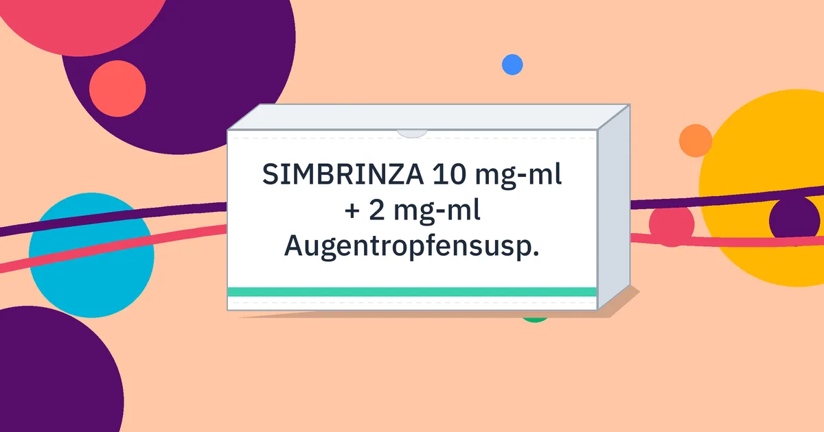 Symbolbild: Packung mit der Aufschrift SIMBRINZA 10 mg-ml + 2 mg-ml Augentropfensusp. (PZN 10784586) – Verfügbarkeit und Bezug in Apotheken in Frankfurt am Main