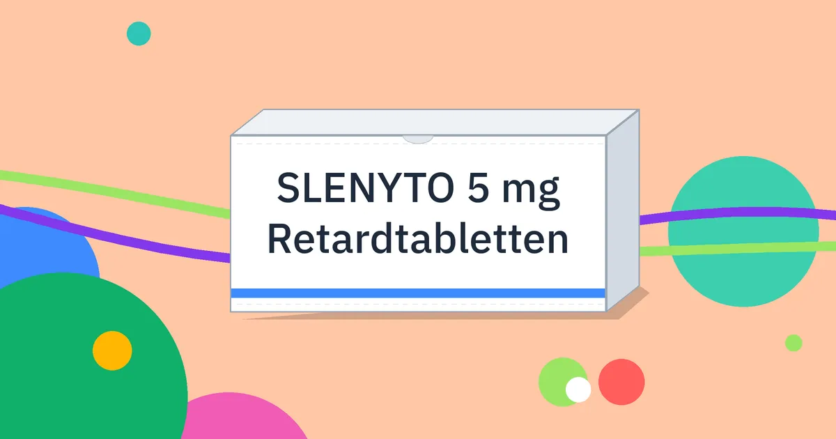 Symbolbild: Packung mit der Aufschrift SLENYTO 5 mg Retardtabletten (PZN 17313364) – Verfügbarkeit und Bezug in Apotheken in Frankfurt am Main