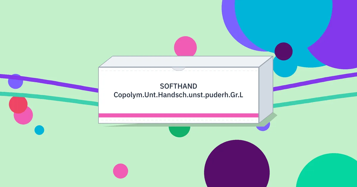 Symbolbild: Packung mit der Aufschrift SOFTHAND Copolym.Unt.Handsch.unst.puderh.Gr.L (PZN 00368579) – Verfügbarkeit und Bezug in Apotheken in Frankfurt am Main