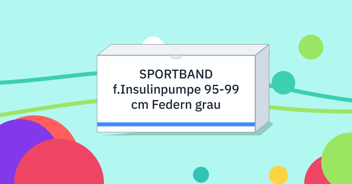 Symbolbild: Packung mit der Aufschrift SPORTBAND f.Insulinpumpe 95-99 cm Federn grau (PZN 13916628) – Verfügbarkeit und Bezug in Apotheken in Frankfurt am Main