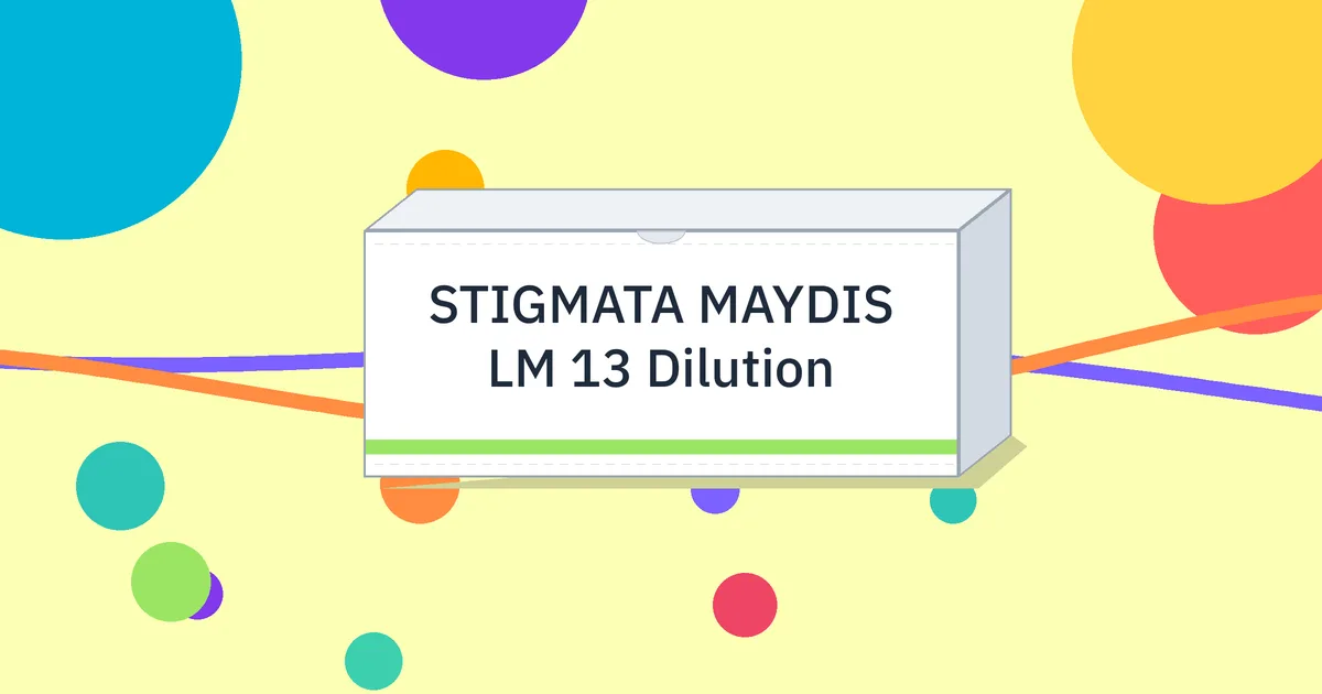 Symbolbild: Packung mit der Aufschrift STIGMATA MAYDIS LM 13 Dilution (PZN 13200901) – Verfügbarkeit und Bezug in Apotheken in Frankfurt am Main