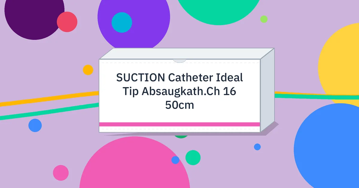 Symbolbild: Packung mit der Aufschrift SUCTION Catheter Ideal Tip Absaugkath.Ch 16 50cm (PZN 18495108) – Verfügbarkeit und Bezug in Apotheken in Frankfurt am Main