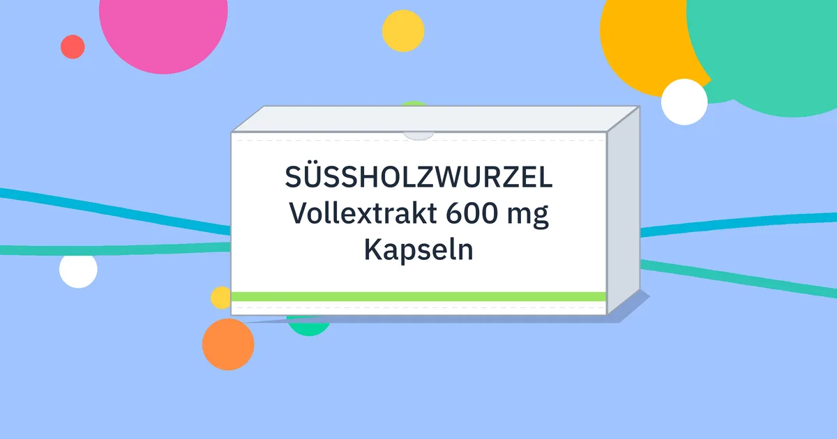 Symbolbild: Packung mit der Aufschrift SÜSSHOLZWURZEL Vollextrakt 600 mg Kapseln (PZN 10627355) – Verfügbarkeit und Bezug in Apotheken in Frankfurt am Main