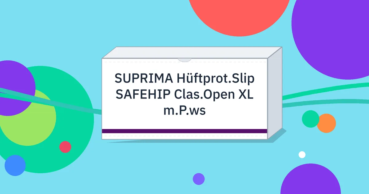 Symbolbild: Packung mit der Aufschrift SUPRIMA Hüftprot.Slip SAFEHIP Clas.Open XL m.P.ws (PZN 13818707) – Verfügbarkeit und Bezug in Apotheken in Frankfurt am Main