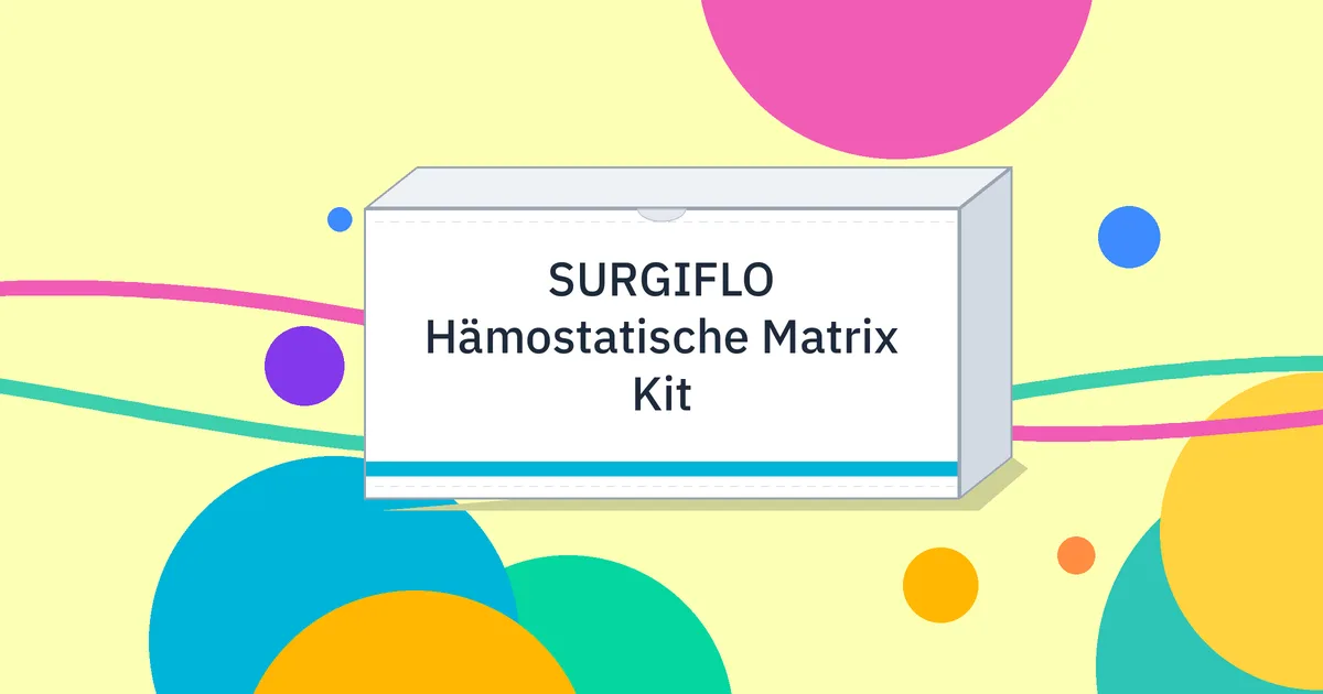 Symbolbild: Packung mit der Aufschrift SURGIFLO Hämostatische Matrix Kit (PZN 20854655) – Verfügbarkeit und Bezug in Apotheken in Frankfurt am Main