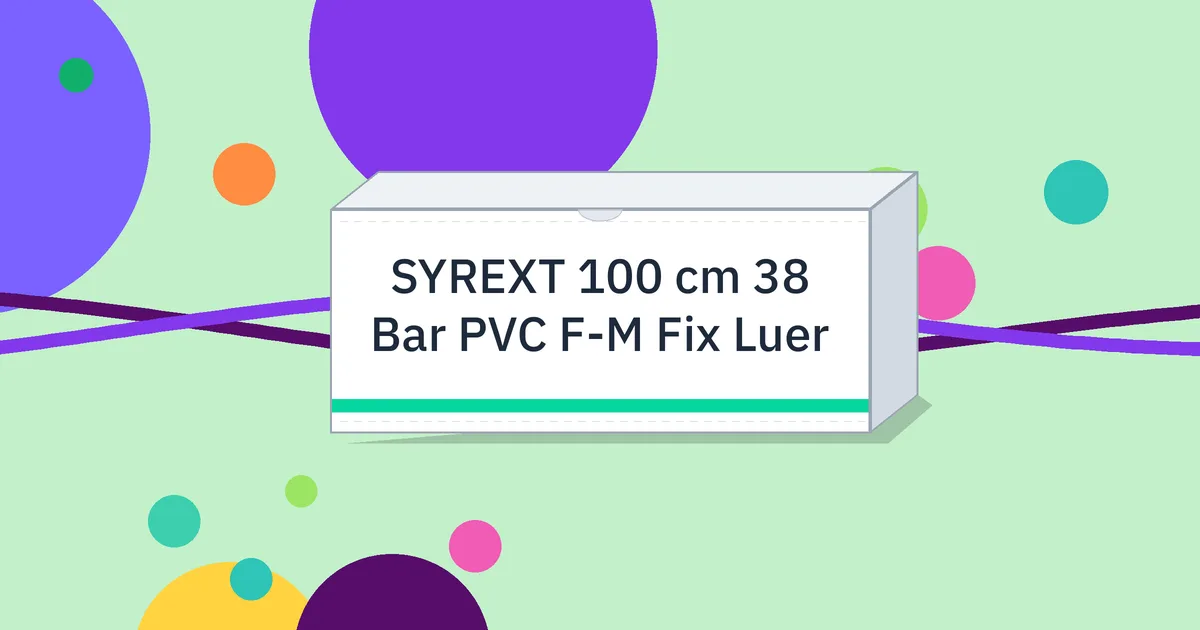 Symbolbild: Packung mit der Aufschrift SYREXT 100 cm 38 Bar PVC F-M Fix Luer (PZN 17897827) – Verfügbarkeit und Bezug in Apotheken in Frankfurt am Main