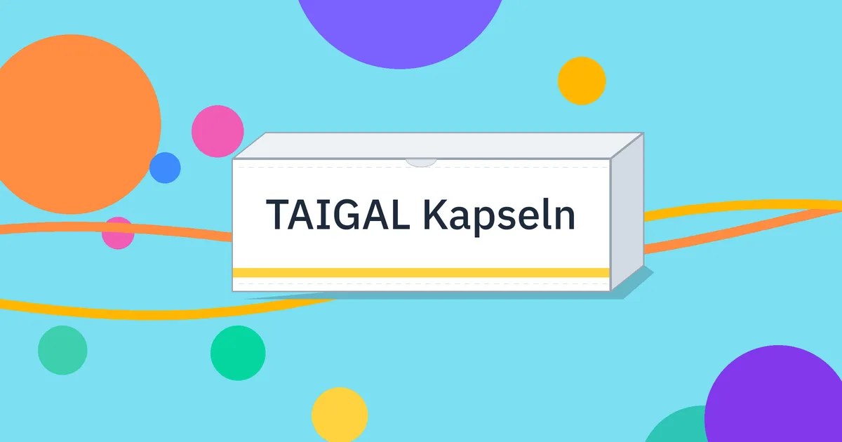 Symbolbild: Packung mit der Aufschrift TAIGAL Kapseln (PZN 16898730) – Verfügbarkeit und Bezug in Apotheken in Frankfurt am Main