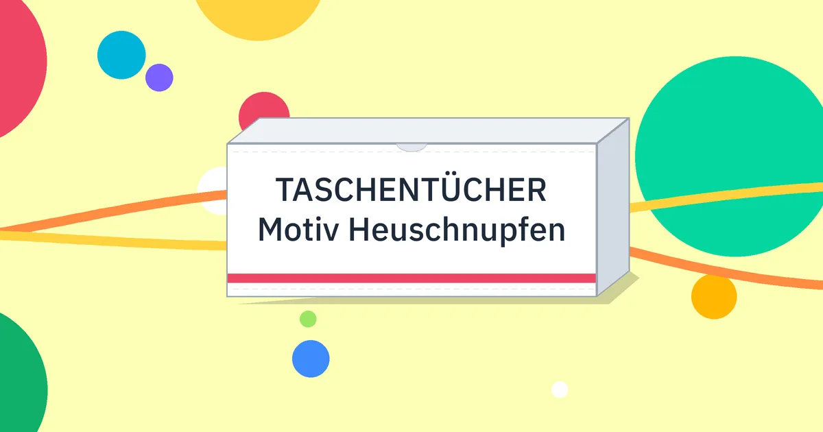 Symbolbild: Packung mit der Aufschrift TASCHENTÜCHER Motiv Heuschnupfen (PZN 01649292) – Verfügbarkeit und Bezug in Apotheken in Frankfurt am Main