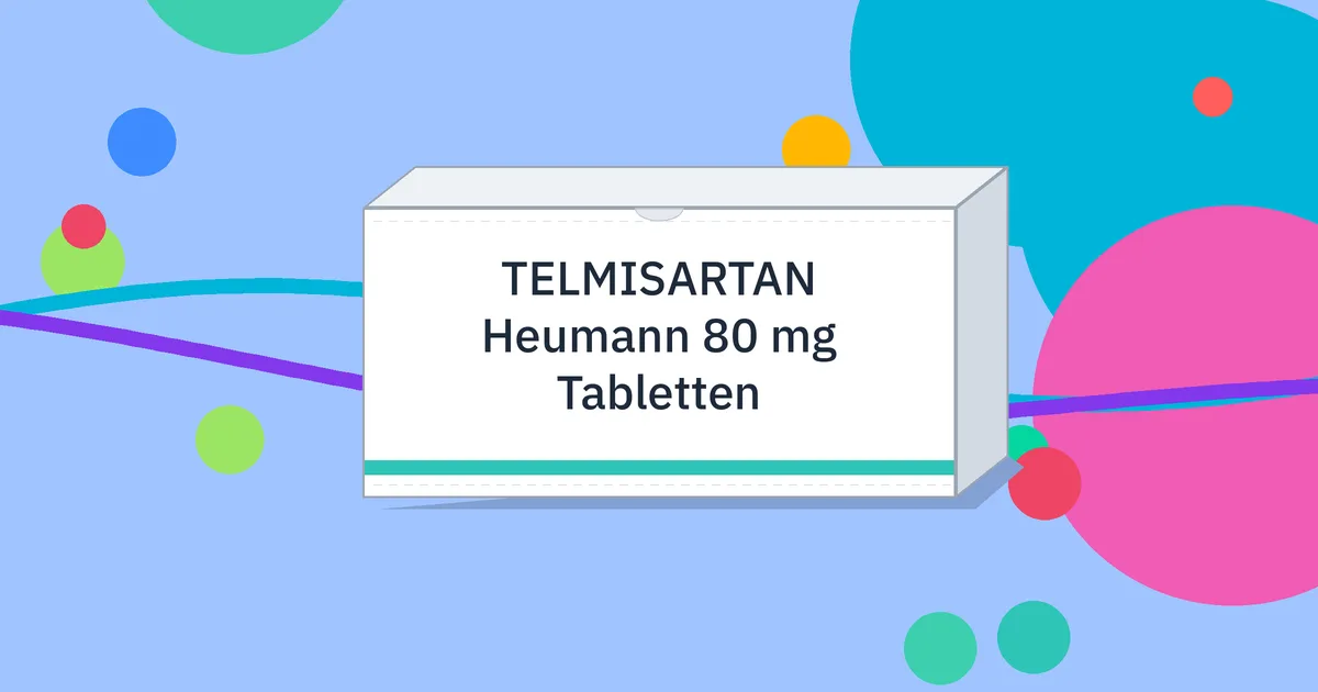 Symbolbild: Packung mit der Aufschrift TELMISARTAN Heumann 80 mg Tabletten (PZN 15864781) – Verfügbarkeit und Bezug in Apotheken in Frankfurt am Main