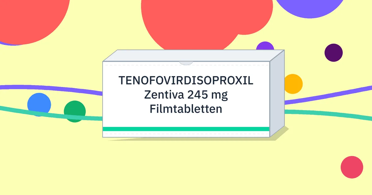 Symbolbild: Packung mit der Aufschrift TENOFOVIRDISOPROXIL Zentiva 245 mg Filmtabletten (PZN 16536665) – Verfügbarkeit und Bezug in Apotheken in Frankfurt am Main