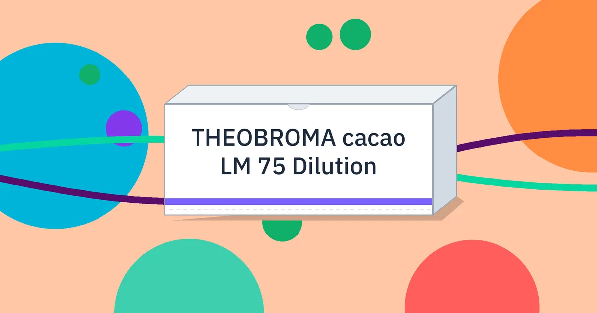 Symbolbild: Packung mit der Aufschrift THEOBROMA cacao LM 75 Dilution (PZN 13220039) – Verfügbarkeit und Bezug in Apotheken in Frankfurt am Main