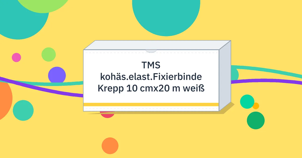 Symbolbild: Packung mit der Aufschrift TMS kohäs.elast.Fixierbinde Krepp 10 cmx20 m weiß (PZN 18316413) – Verfügbarkeit und Bezug in Apotheken in Frankfurt am Main