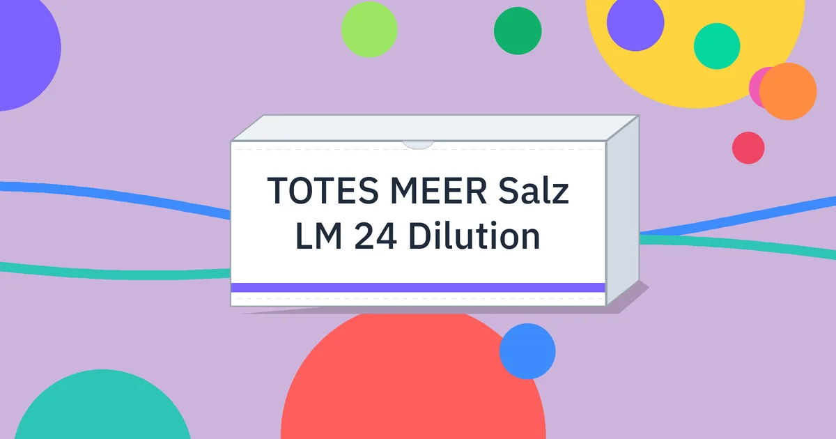 Symbolbild: Packung mit der Aufschrift TOTES MEER Salz LM 24 Dilution (PZN 13226349) – Verfügbarkeit und Bezug in Apotheken in Frankfurt am Main