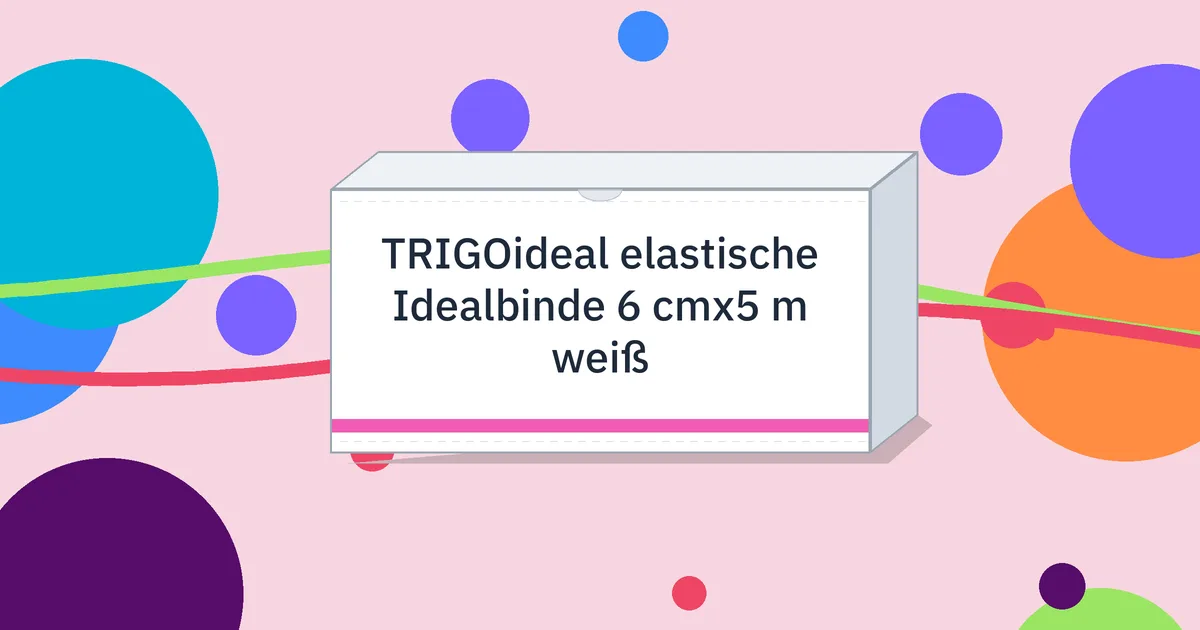 Symbolbild: Packung mit der Aufschrift TRIGOideal elastische Idealbinde 6 cmx5 m weiß (PZN 20342441) – Verfügbarkeit und Bezug in Apotheken in Frankfurt am Main