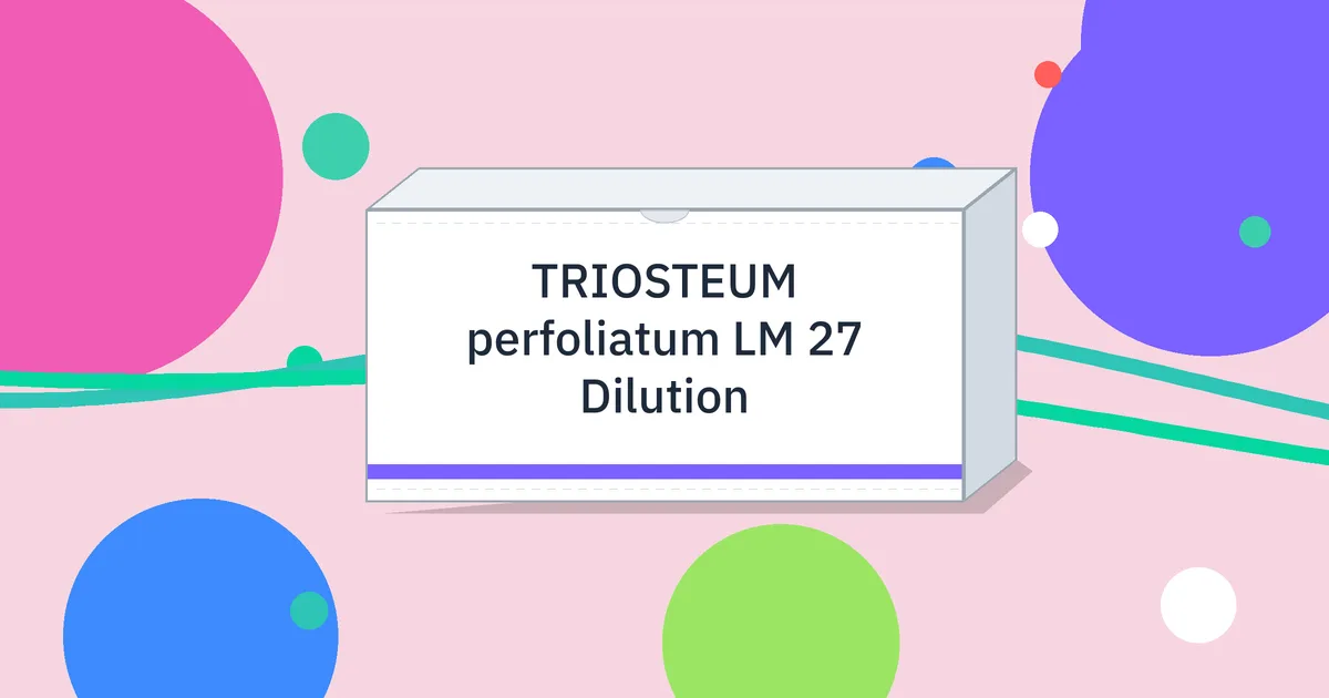 Symbolbild: Packung mit der Aufschrift TRIOSTEUM perfoliatum LM 27 Dilution (PZN 13227780) – Verfügbarkeit und Bezug in Apotheken in Frankfurt am Main