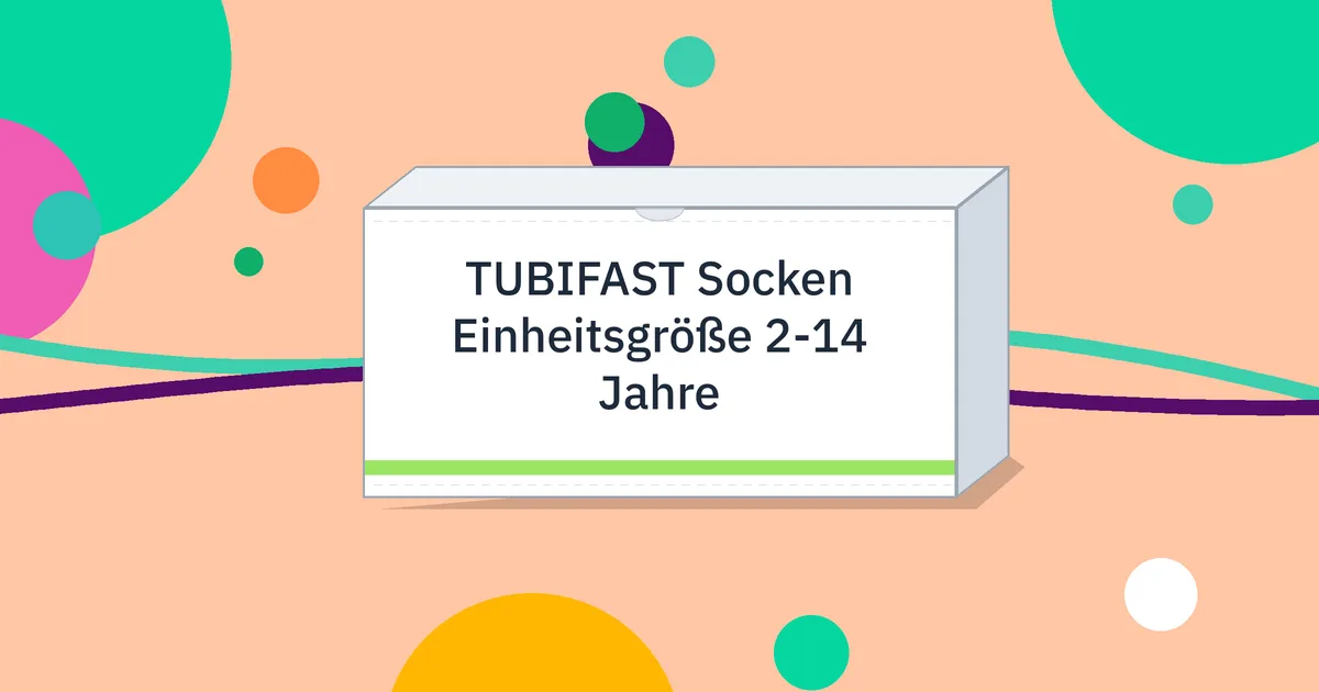 Symbolbild: Packung mit der Aufschrift TUBIFAST Socken Einheitsgröße 2-14 Jahre (PZN 10064828) – Verfügbarkeit und Bezug in Apotheken in Frankfurt am Main