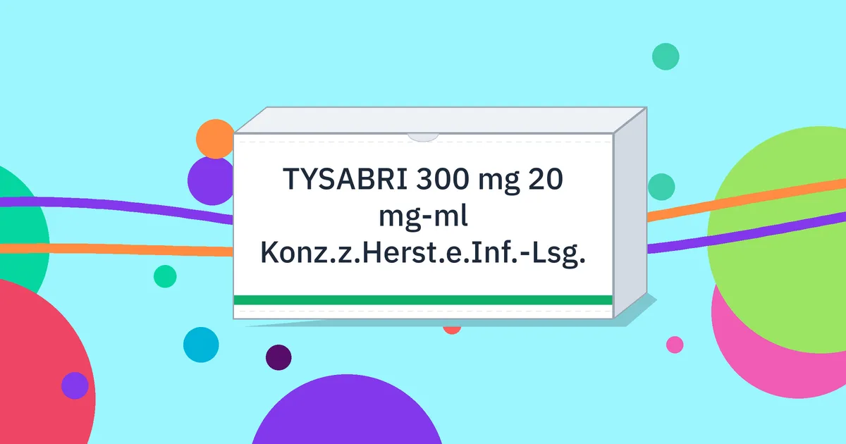 Symbolbild: Packung mit der Aufschrift TYSABRI 300 mg 20 mg-ml Konz.z.Herst.e.Inf.-Lsg. (PZN 00295656) – Verfügbarkeit und Bezug in Apotheken in Frankfurt am Main