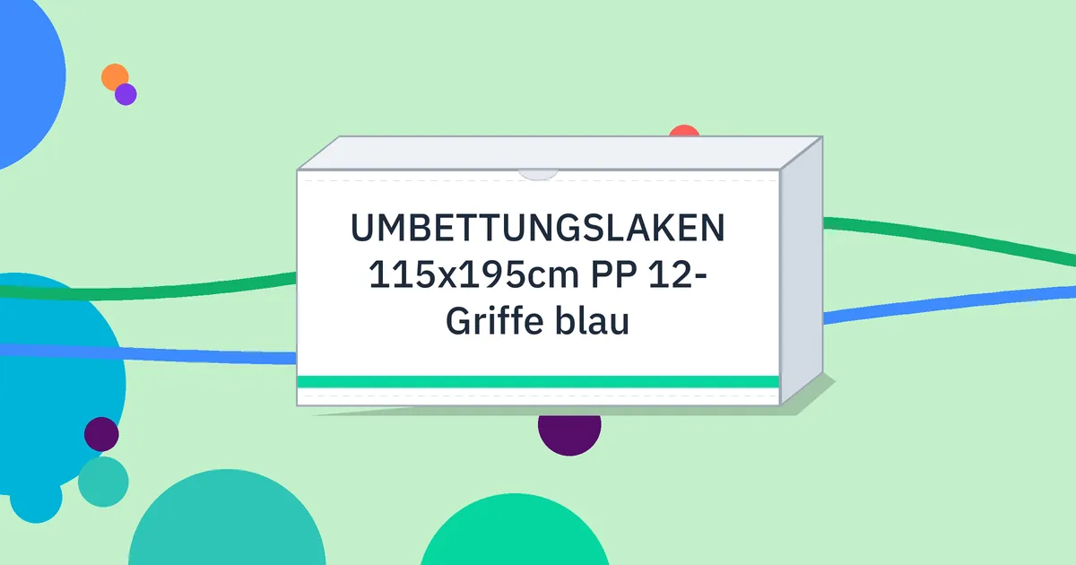 Symbolbild: Packung mit der Aufschrift UMBETTUNGSLAKEN 115x195cm PP 12-Griffe blau (PZN 20607543) – Verfügbarkeit und Bezug in Apotheken in Frankfurt am Main