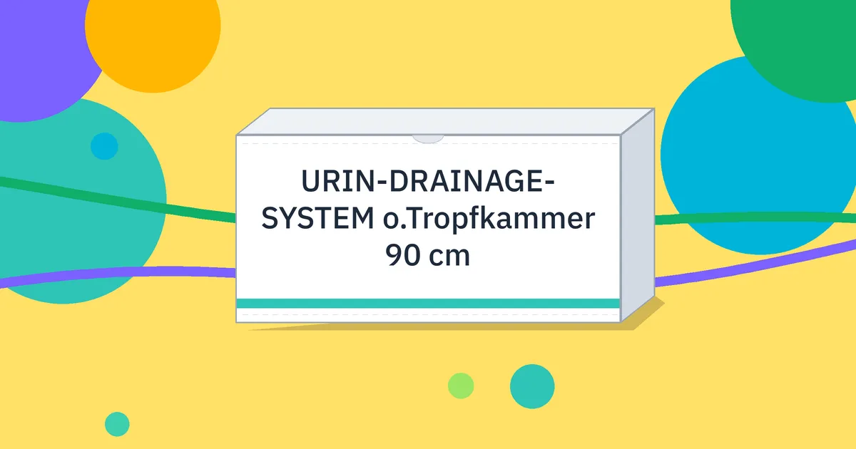 Symbolbild: Packung mit der Aufschrift URIN-DRAINAGE-SYSTEM o.Tropfkammer 90 cm (PZN 04842807) – Verfügbarkeit und Bezug in Apotheken in Frankfurt am Main