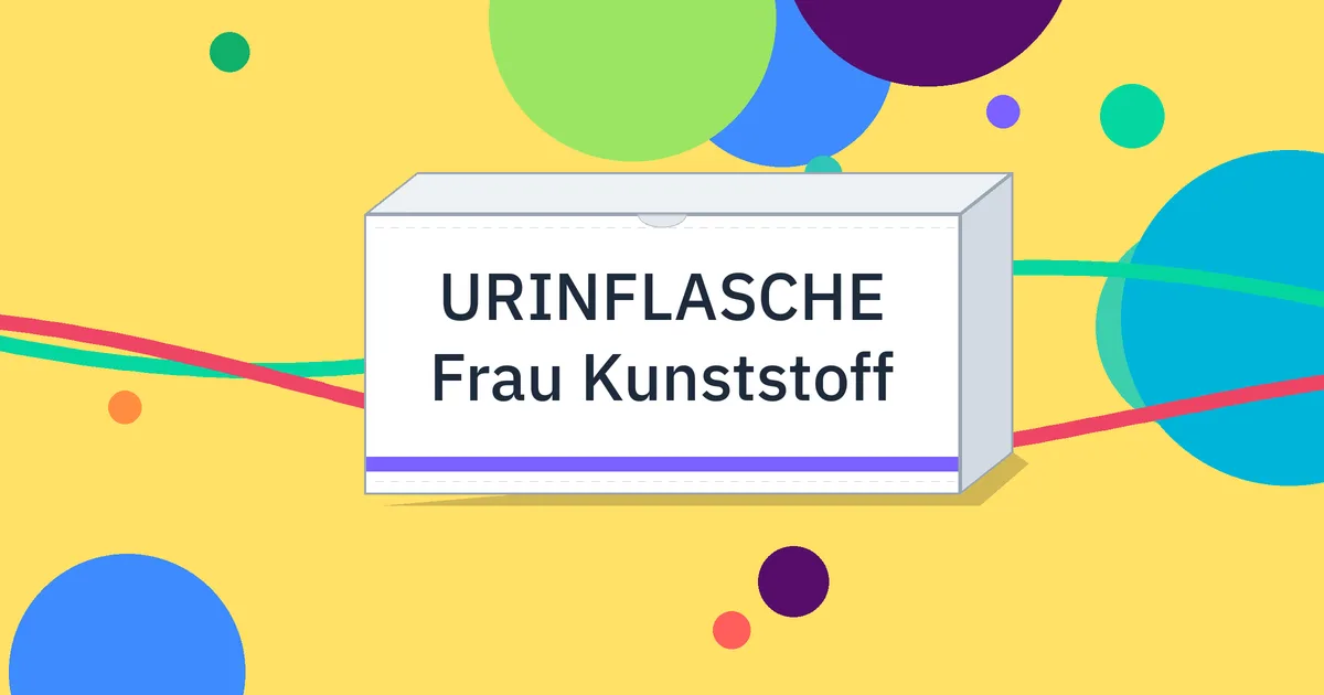 Symbolbild: Packung mit der Aufschrift URINFLASCHE Frau Kunststoff (PZN 02692723) – Verfügbarkeit und Bezug in Apotheken in Frankfurt am Main