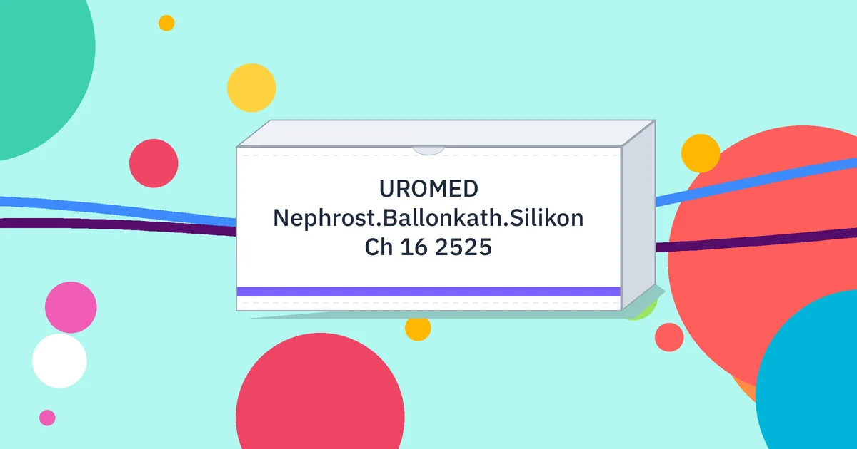 Symbolbild: Packung mit der Aufschrift UROMED Nephrost.Ballonkath.Silikon Ch 16 2525 (PZN 03281092) – Verfügbarkeit und Bezug in Apotheken in Frankfurt am Main