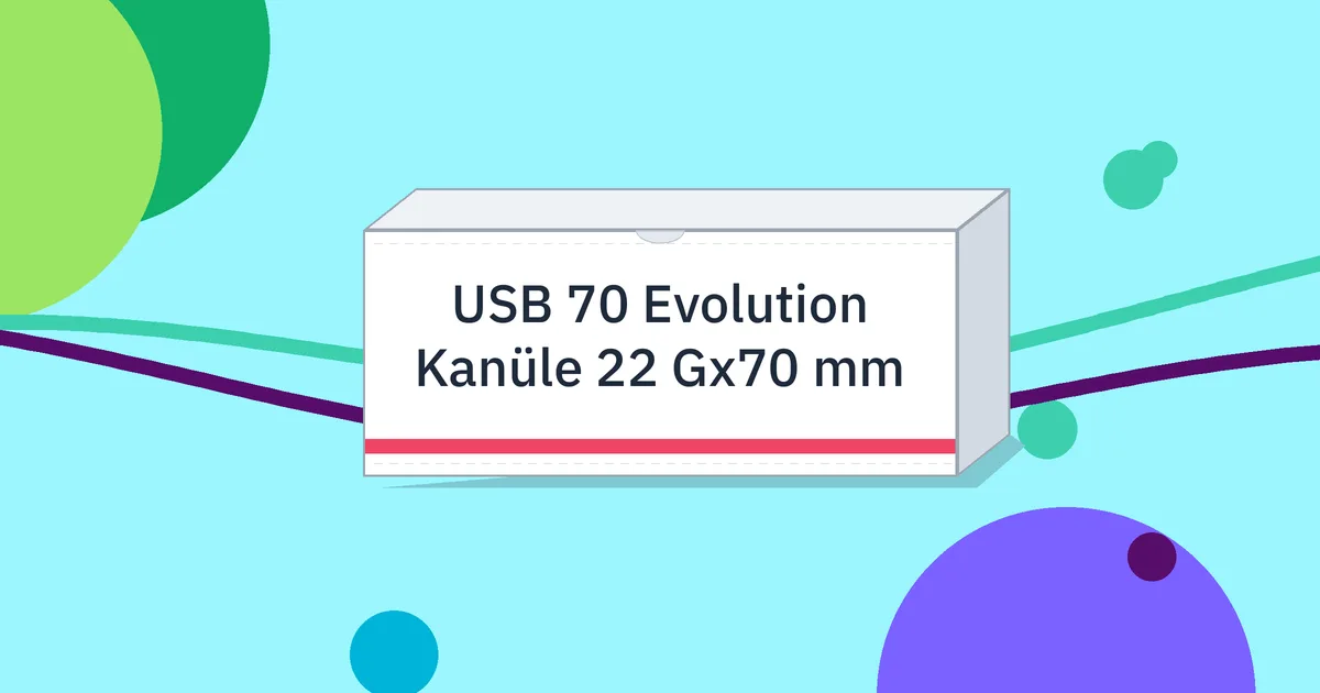 Symbolbild: Packung mit der Aufschrift USB 70 Evolution Kanüle 22 Gx70 mm (PZN 19415270) – Verfügbarkeit und Bezug in Apotheken in Frankfurt am Main