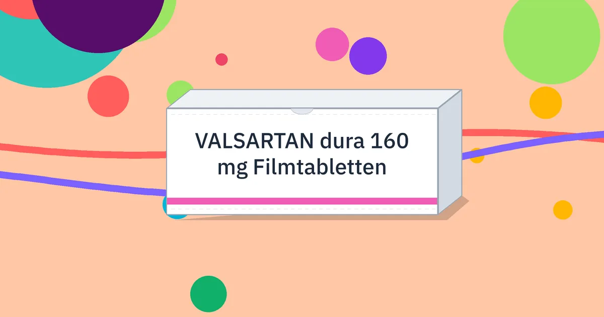 Symbolbild: Packung mit der Aufschrift VALSARTAN dura 160 mg Filmtabletten (PZN 09239636) – Verfügbarkeit und Bezug in Apotheken in Frankfurt am Main