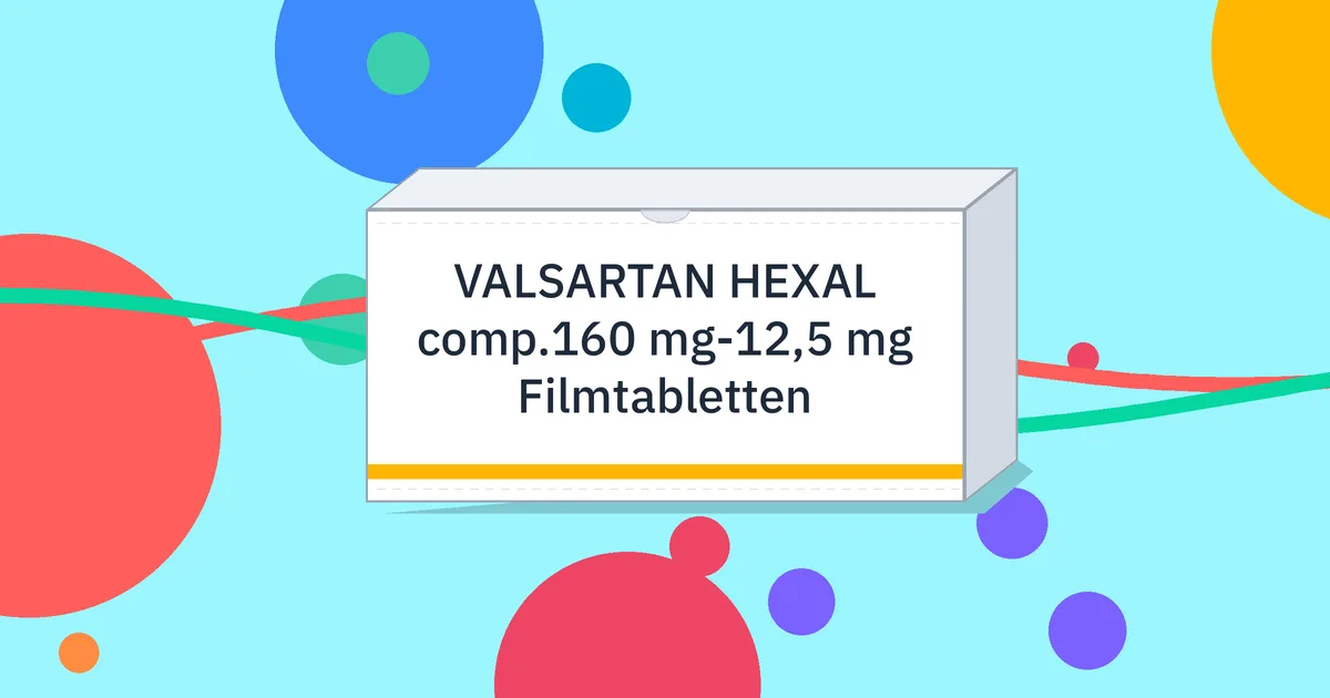 Symbolbild: Packung mit der Aufschrift VALSARTAN HEXAL comp.160 mg-12,5 mg Filmtabletten (PZN 07607248) – Verfügbarkeit und Bezug in Apotheken in Frankfurt am Main