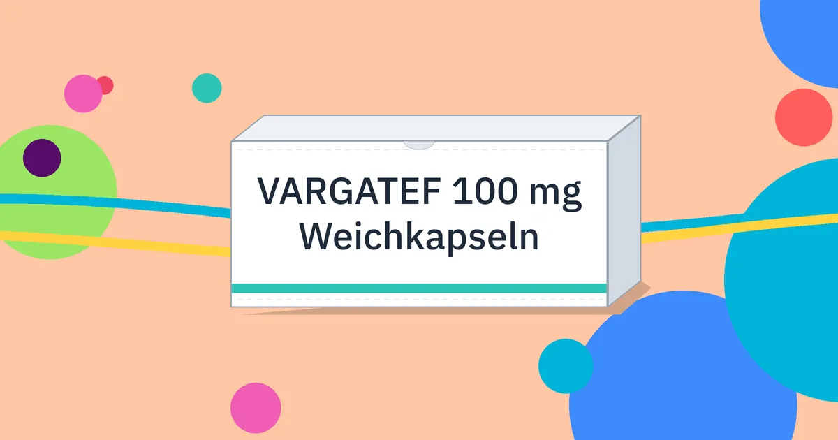 Symbolbild: Packung mit der Aufschrift VARGATEF 100 mg Weichkapseln (PZN 16941957) – Verfügbarkeit und Bezug in Apotheken in Frankfurt am Main