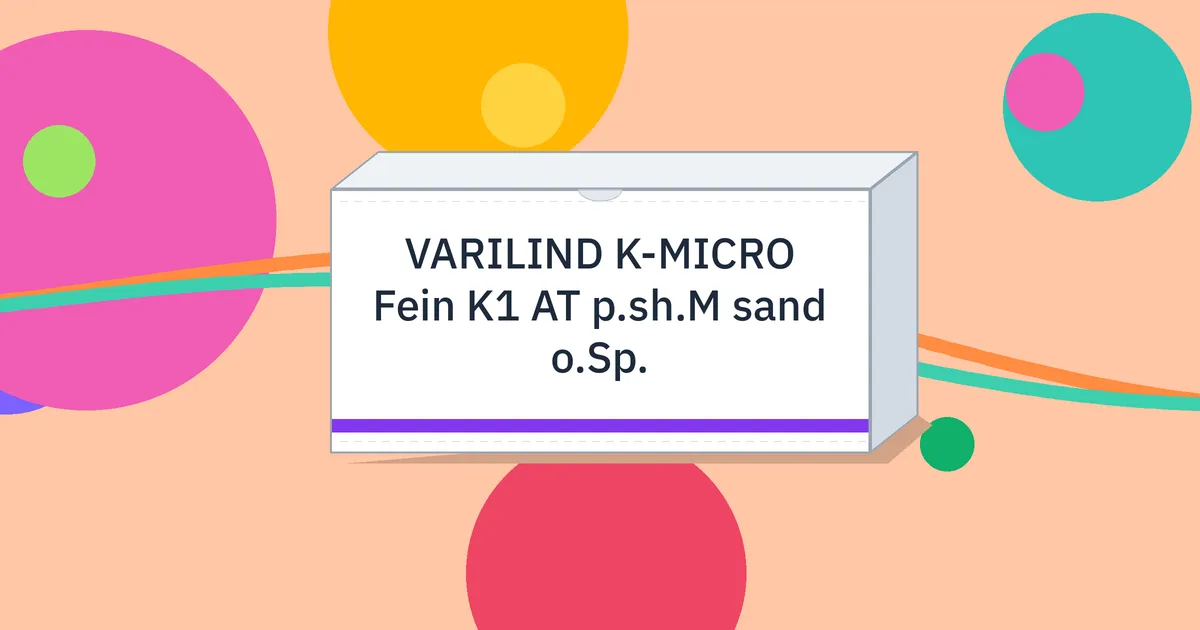 Symbolbild: Packung mit der Aufschrift VARILIND K-MICRO Fein K1 AT p.sh.M sand o.Sp. (PZN 20551848) – Verfügbarkeit und Bezug in Apotheken in Frankfurt am Main