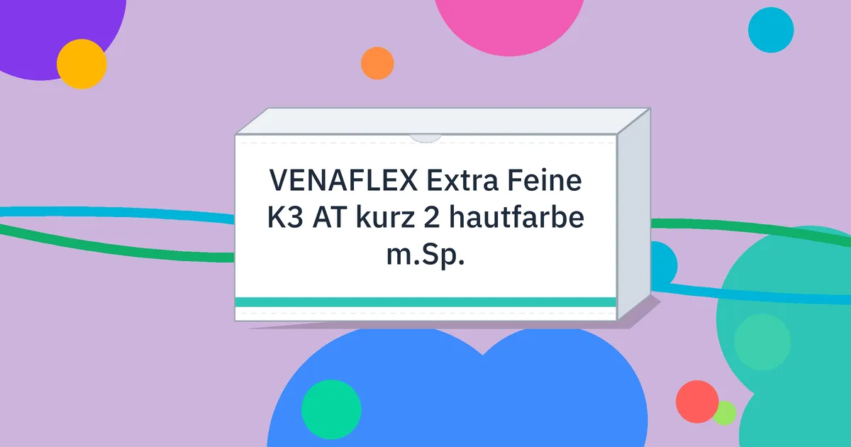 Symbolbild: Packung mit der Aufschrift VENAFLEX Extra Feine K3 AT kurz 2 hautfarbe m.Sp. (PZN 18308690) – Verfügbarkeit und Bezug in Apotheken in Frankfurt am Main