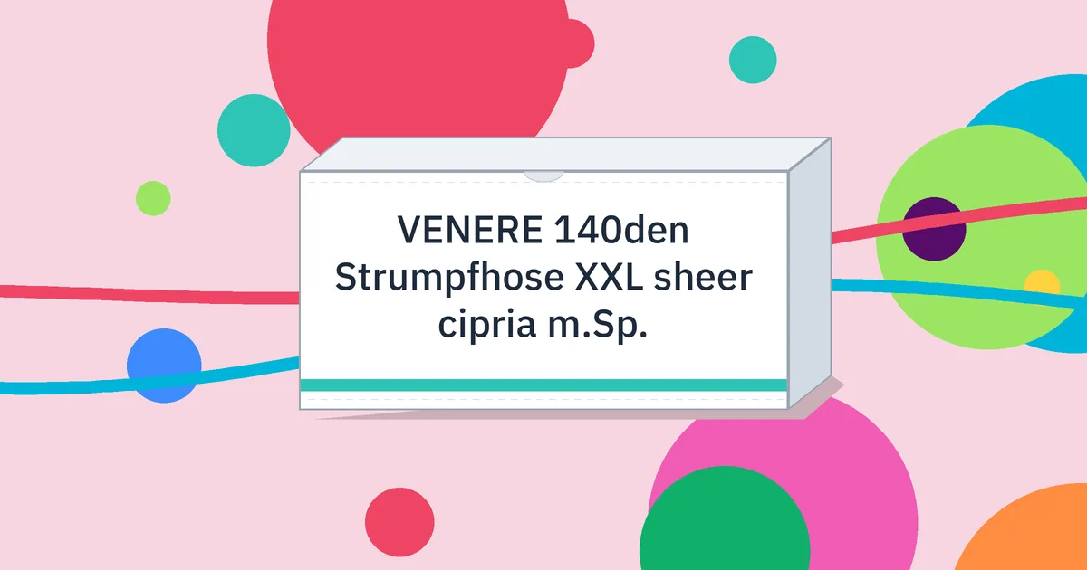 Symbolbild: Packung mit der Aufschrift VENERE 140den Strumpfhose XXL sheer cipria m.Sp. (PZN 16171838) – Verfügbarkeit und Bezug in Apotheken in Frankfurt am Main