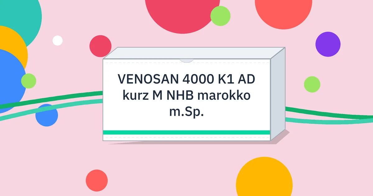 Symbolbild: Packung mit der Aufschrift VENOSAN 4000 K1 AD kurz M NHB marokko m.Sp. (PZN 14425051) – Verfügbarkeit und Bezug in Apotheken in Frankfurt am Main