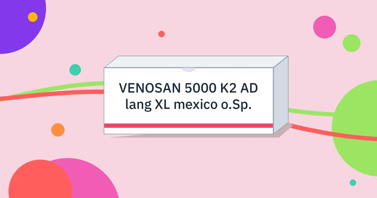 Symbolbild: Packung mit der Aufschrift VENOSAN 5000 K2 AD lang XL mexico o.Sp. (PZN 14429882) – Verfügbarkeit und Bezug in Apotheken in Frankfurt am Main