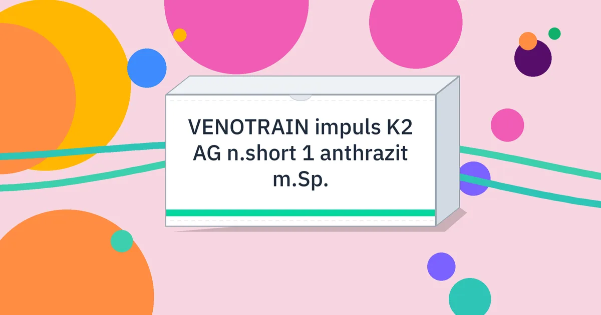 Symbolbild: Packung mit der Aufschrift VENOTRAIN impuls K2 AG n.short 1 anthrazit m.Sp. (PZN 15212251) – Verfügbarkeit und Bezug in Apotheken in Frankfurt am Main