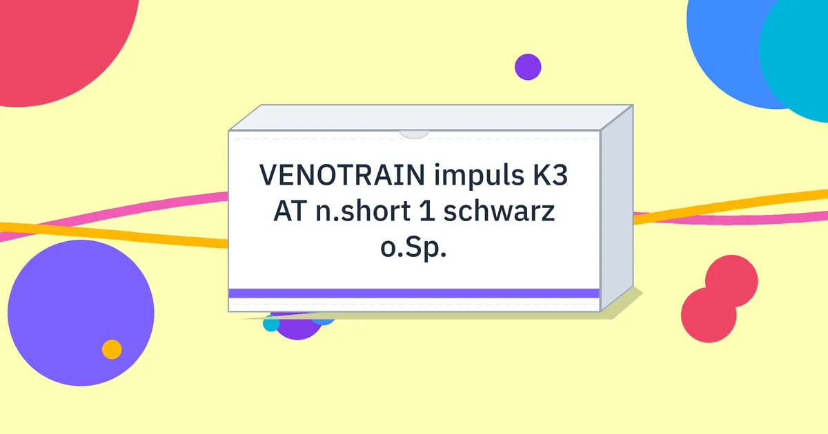 Symbolbild: Packung mit der Aufschrift VENOTRAIN impuls K3 AT n.short 1 schwarz o.Sp. (PZN 19356395) – Verfügbarkeit und Bezug in Apotheken in Frankfurt am Main