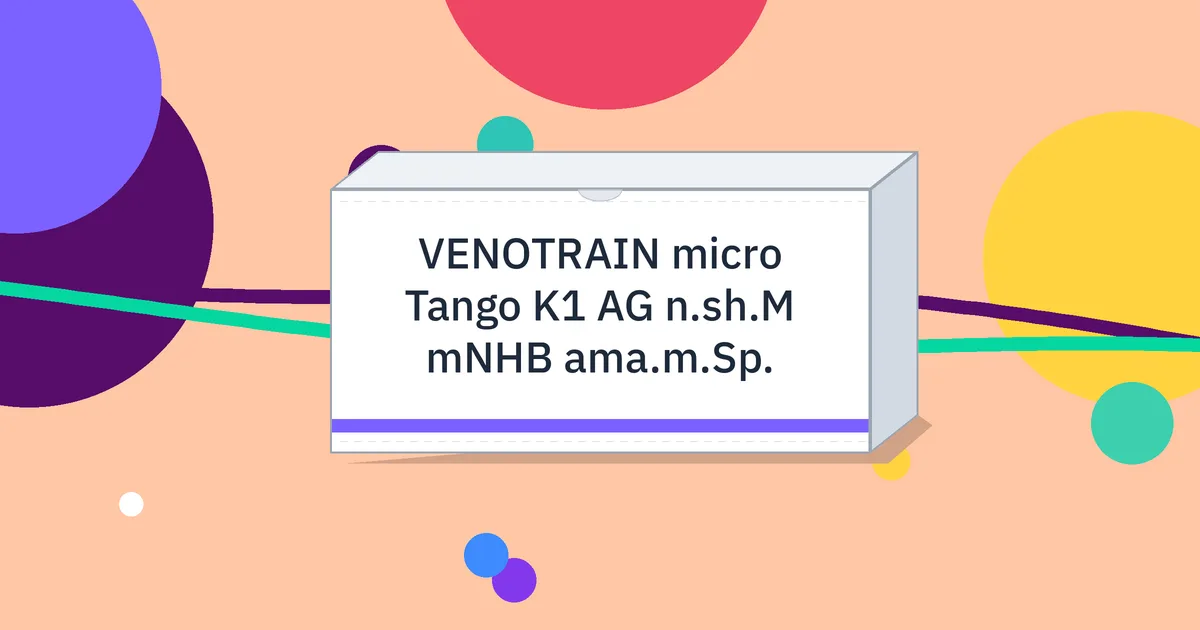 Symbolbild: Packung mit der Aufschrift VENOTRAIN micro Tango K1 AG n.sh.M mNHB ama.m.Sp. (PZN 17759002) – Verfügbarkeit und Bezug in Apotheken in Frankfurt am Main